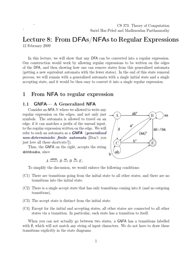 Convert DFA to Regular Expression in Single Transition | PDF | Regular Expression | Theory Of ...