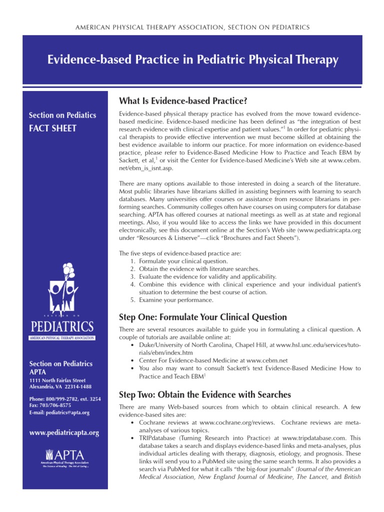 Evidence-Based Practice Fact Sheet | PDF | Evidence Based Medicine ...