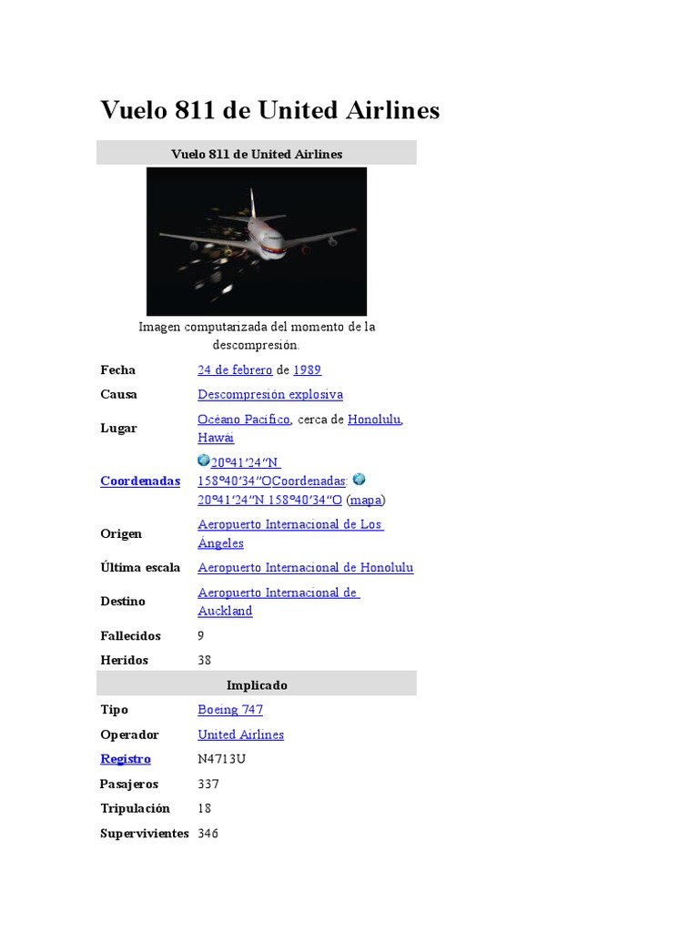 Vuelo 811 de United Airlines | PDF | Aviación | Aeronáutica