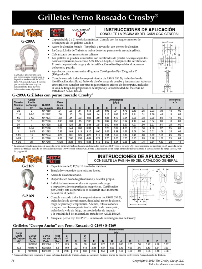 Ficha Tecnica Grillete | PDF | El hombre hace Materiales | Materiales ...