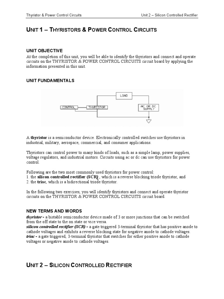 Thyristor & Power Control Circuits | PDF | Rectifier | Electricity