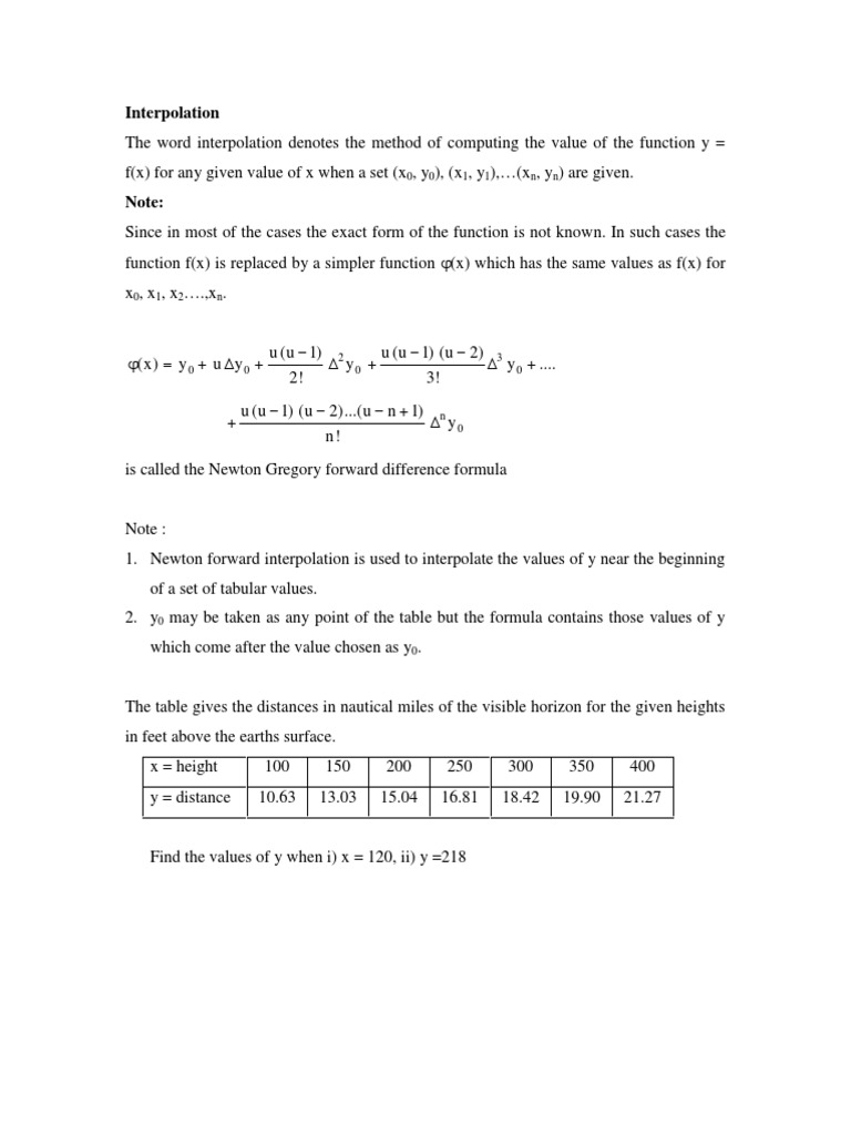 Interpolation Numerical Methods | PDF