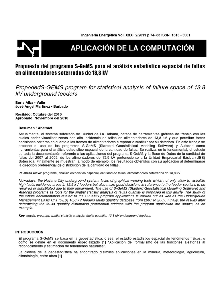 Aplicación Del Software Sgems | PDF | la Habana | Bases de datos