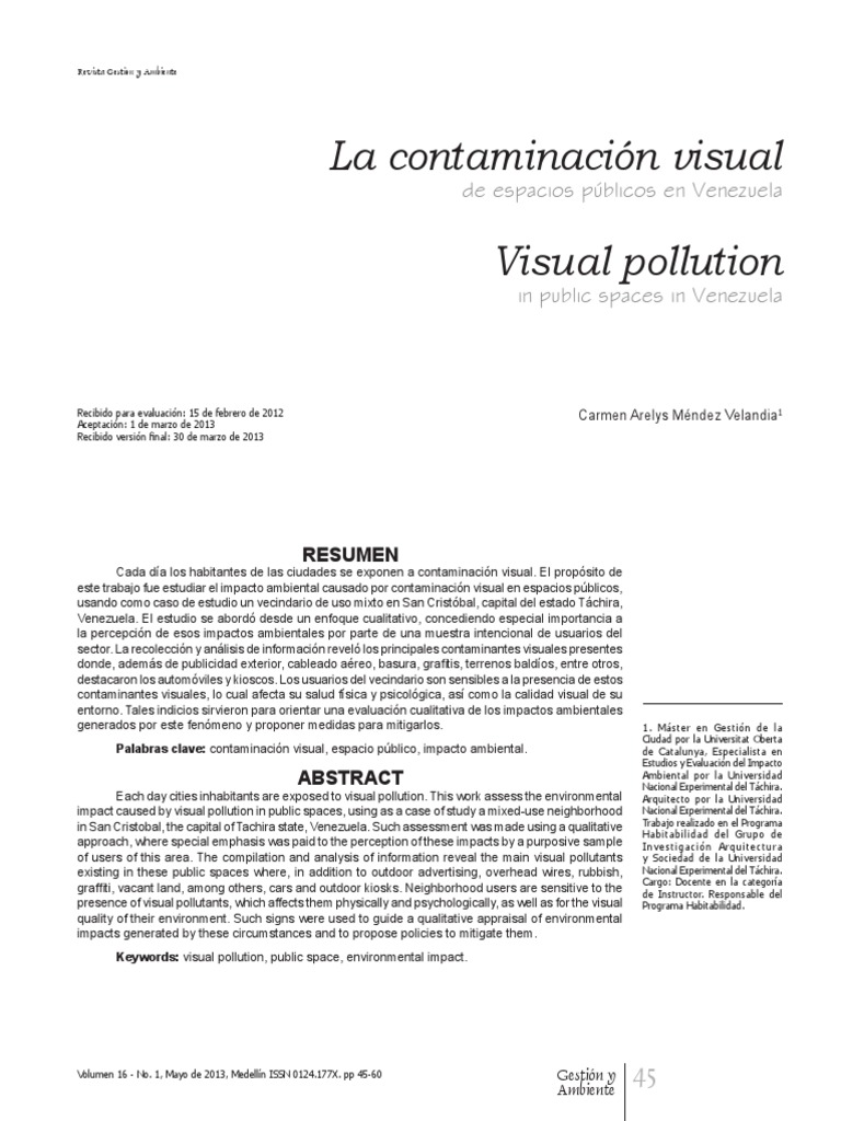 Contaminación Visual | PDF | Contaminación | Estrés (biología)