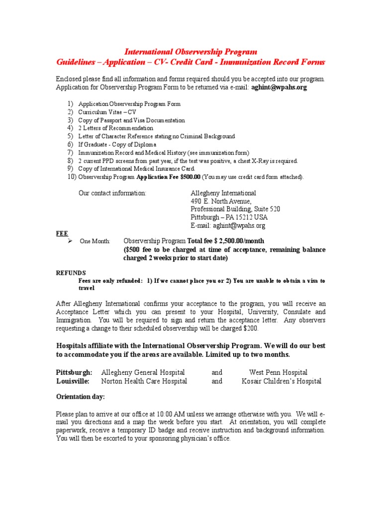 International Observership Program Guidelines-Application-Credit Card ...