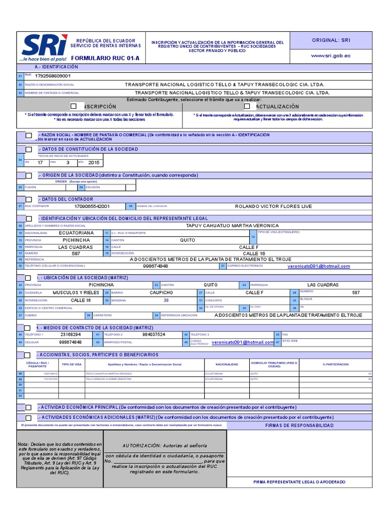 FORMULARIO RUC01a | Ecuador | Business | Prueba gratuita de 30 días ...