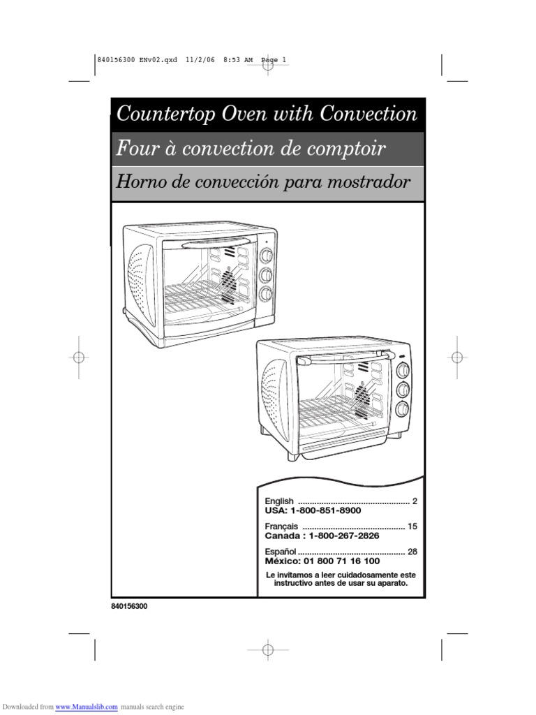 Hamilton Beach Convection Oven Manual | PDF | Oven | Baking