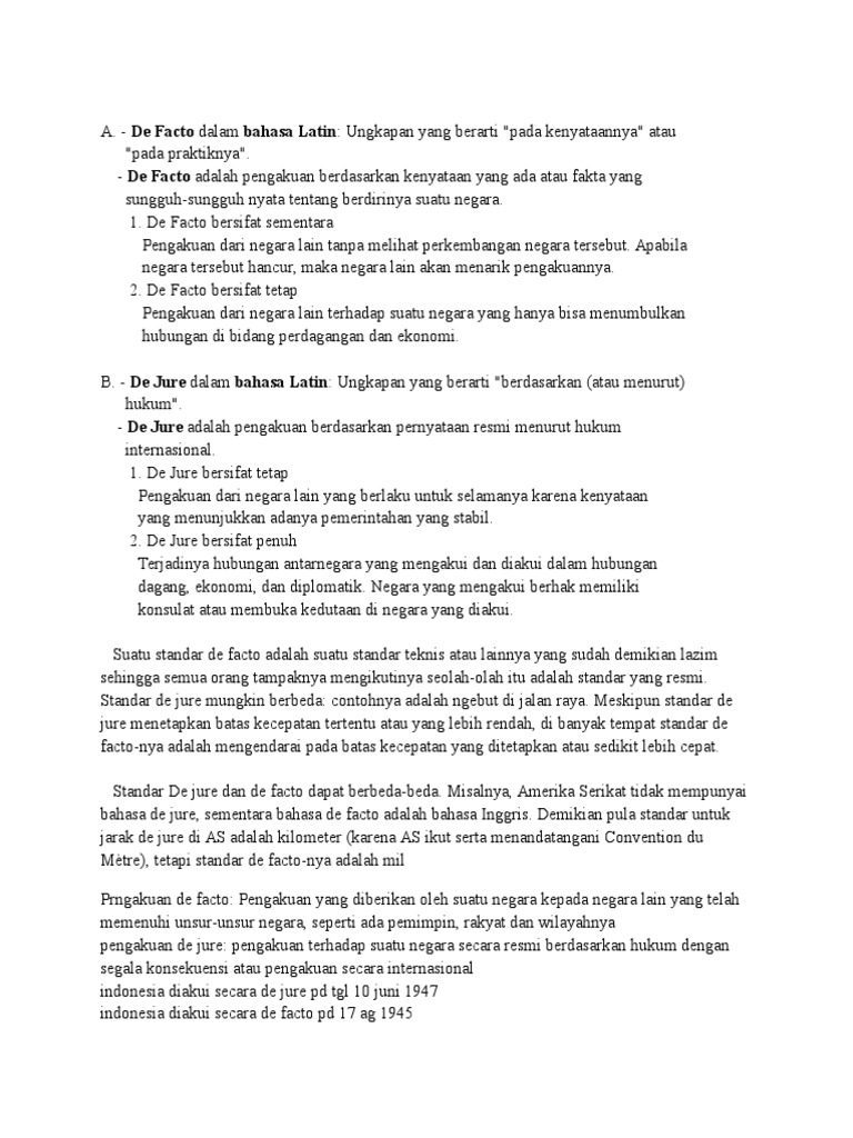 De Facto Dan de Jure | PDF