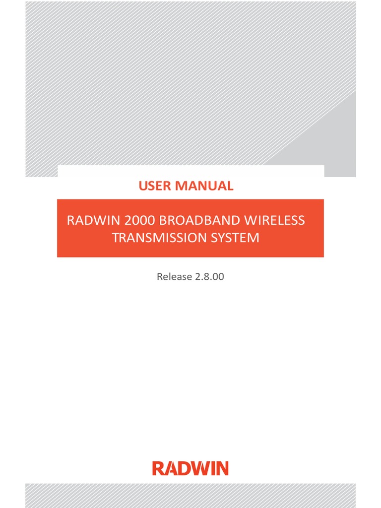 User Manual RADWIN 2000 BROADBAND WIRELESS TRANSMISSION SYSTEM ...