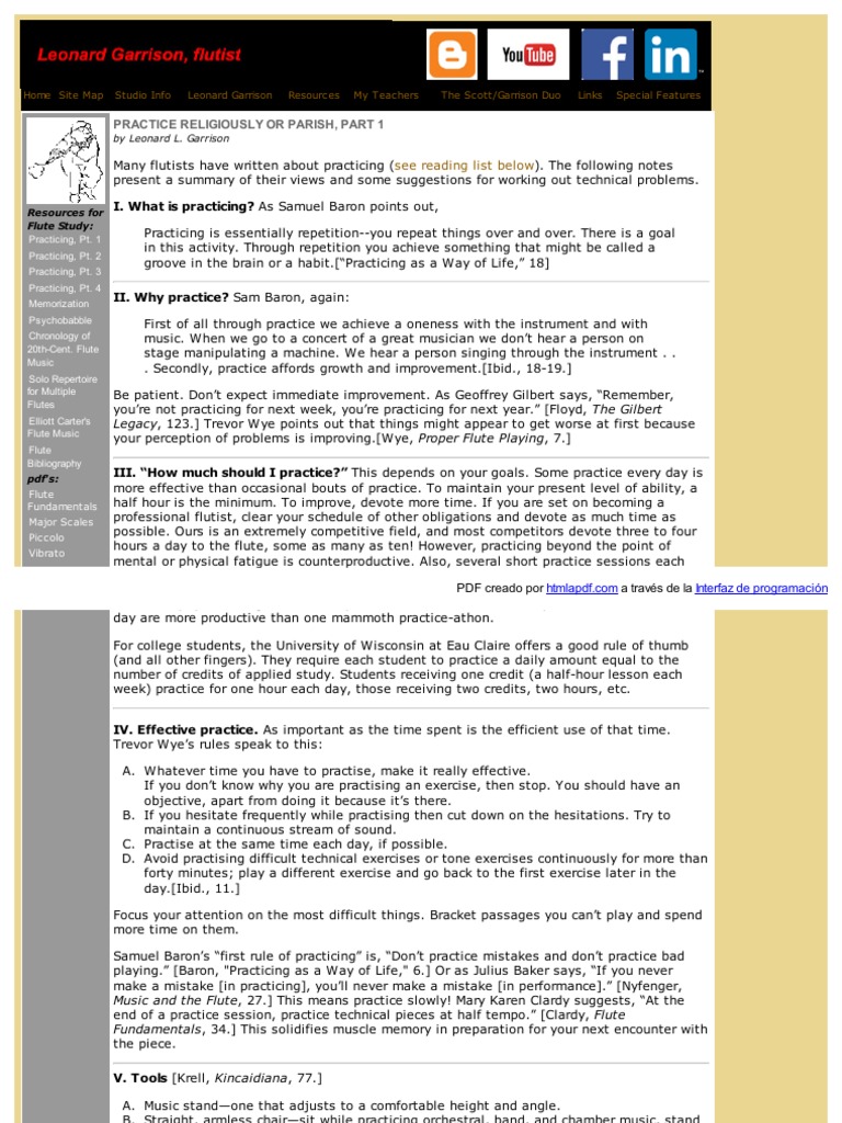 Leonard Garrison Flute Practicing 1 | PDF | Flute | Tempo