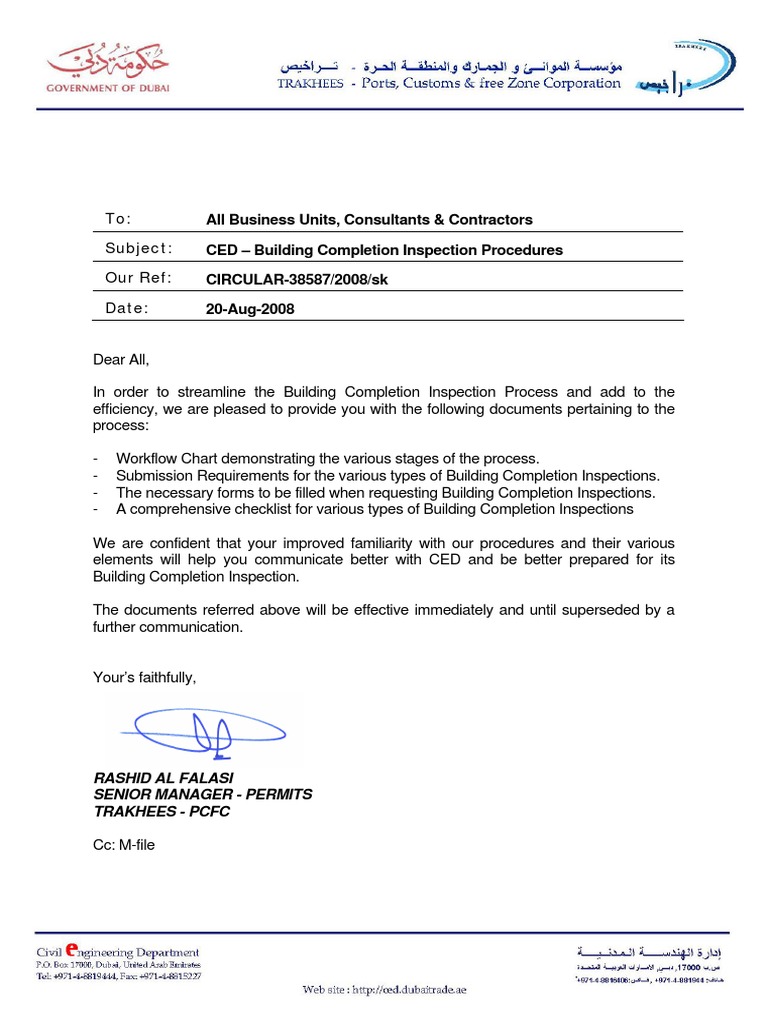 Trakhees Building Completion Procedures | PDF | Wall | Stairs