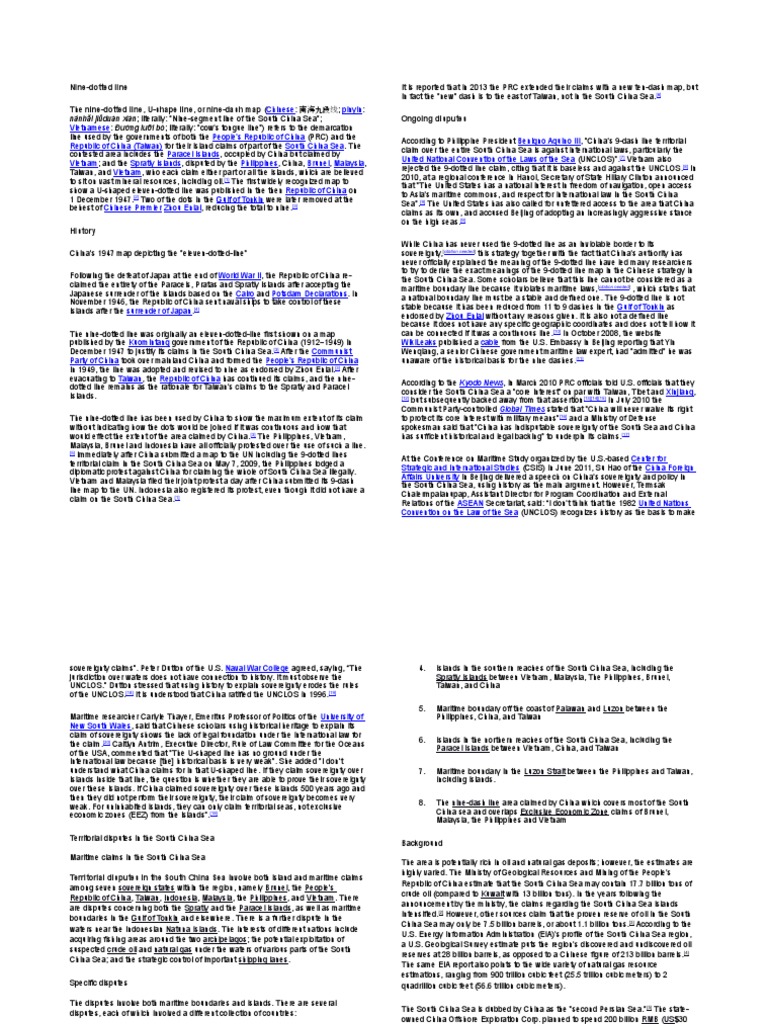 Nine Dotted Lines | PDF | South China Sea | International Relations