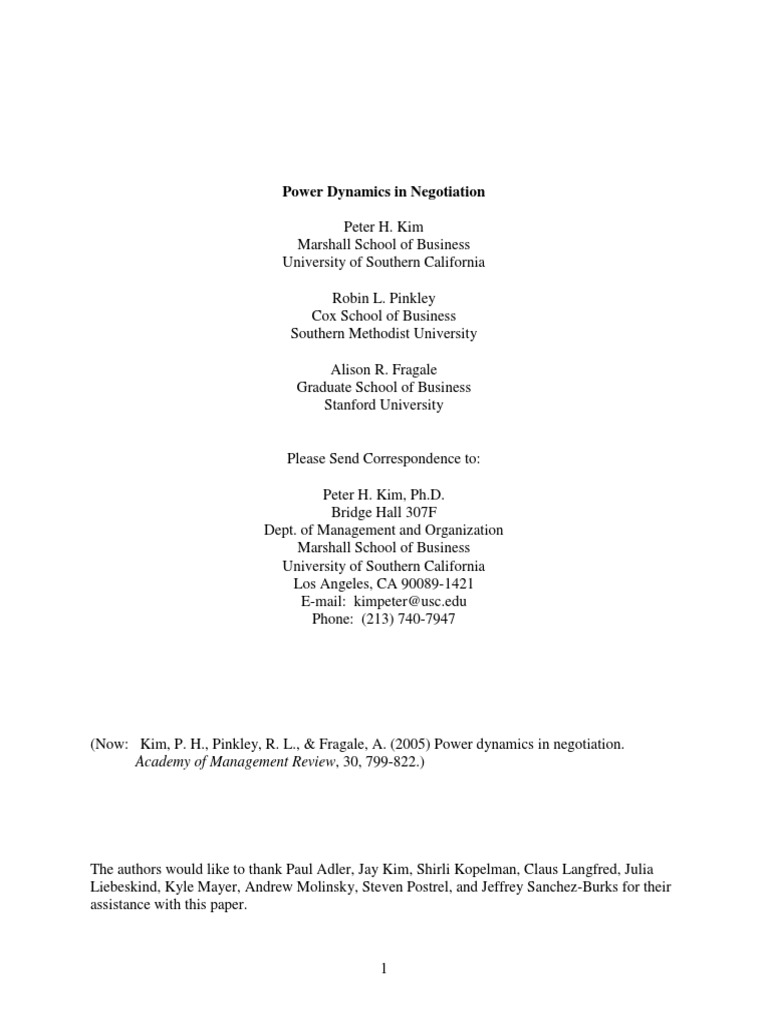 Power Dynamics in Negotiation | PDF | Negotiation | Perception