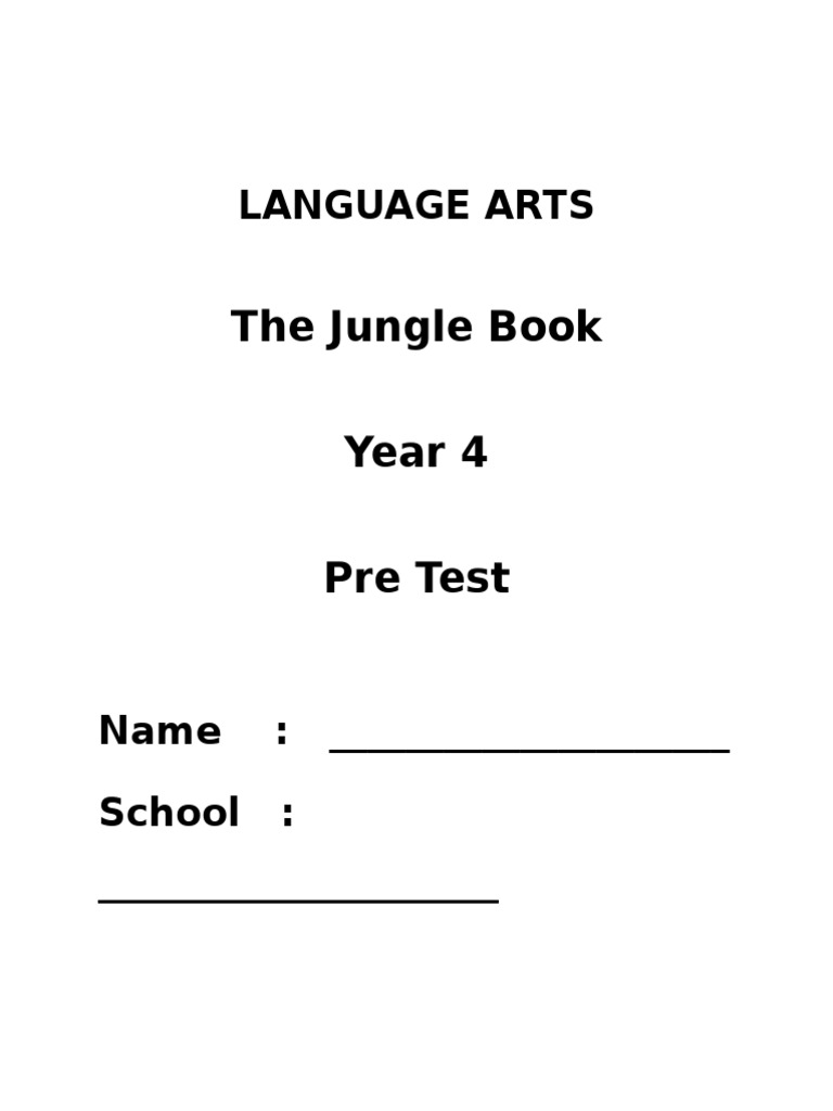 Jungle Book Year 4 Pre Test | PDF