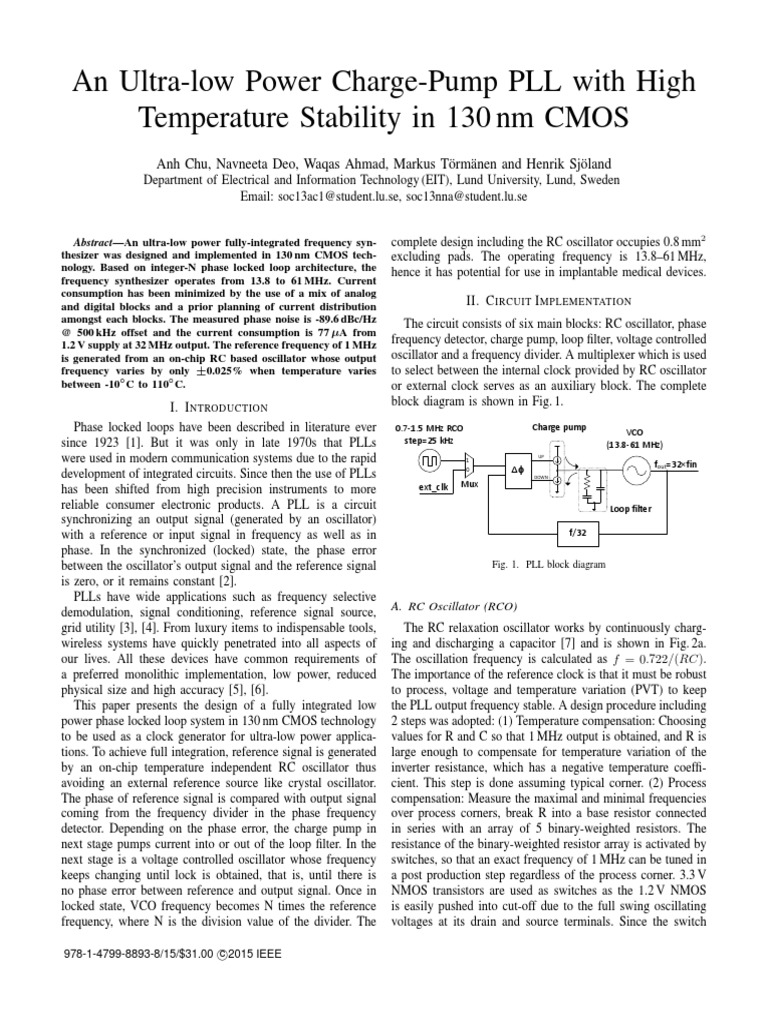 Design of an Ultra-Low Power Charge-Pump PLL with an On-Chip ...