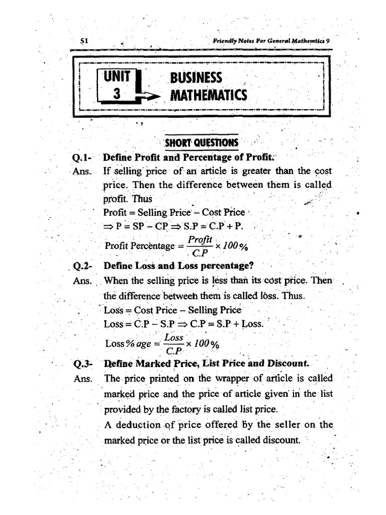 Unit03 Business Mathematics | PDF