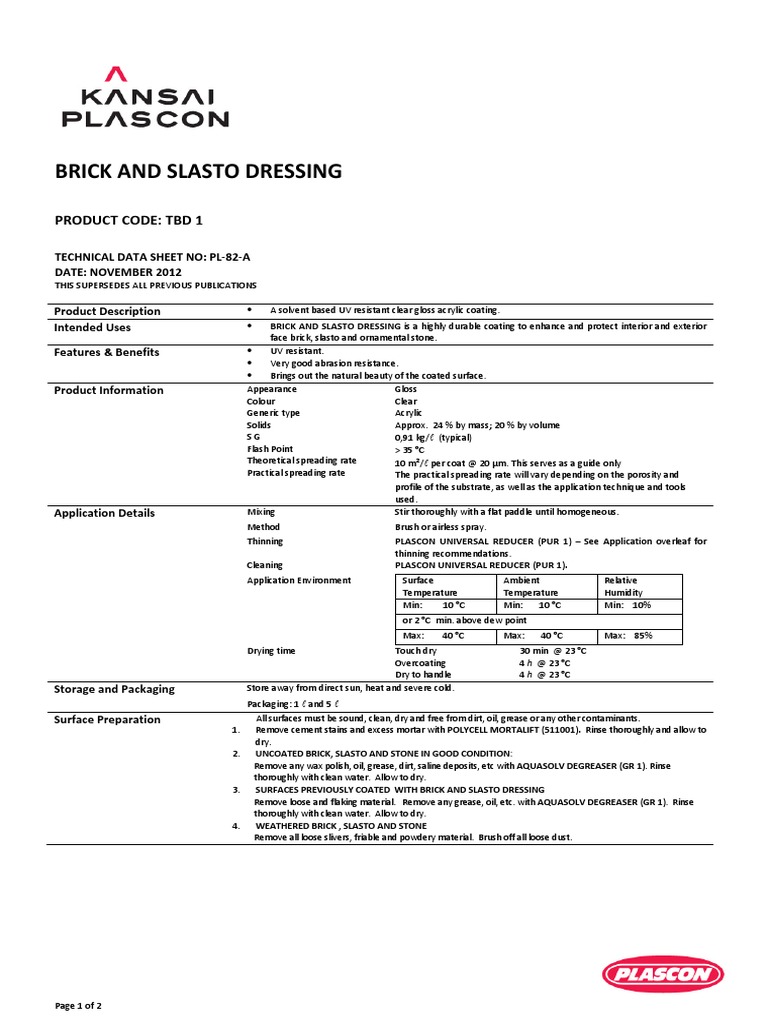 TBD 1 Brick + Slasto Dressing | PDF | Brick | Industrial Processes