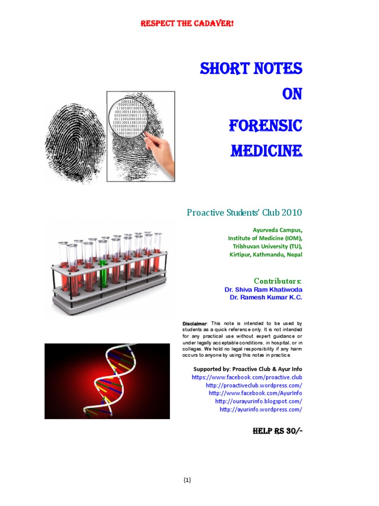 Short Notes On Forensic Medicine | PDF | Burn | Rape