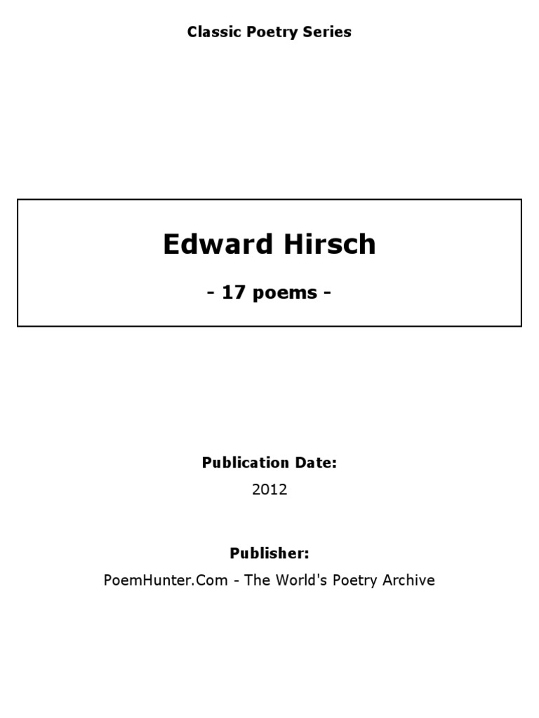 Edward Hirsch Poems | PDF | Poetry