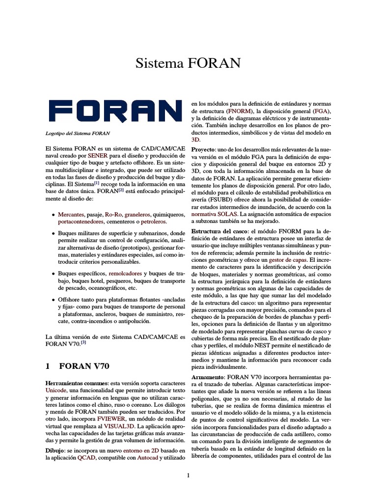 Sistema FORAN: CAD/CAM/CAE Naval | PDF | Informática | Áreas de informática