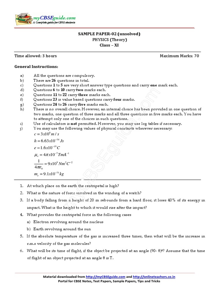 11 Physics Unsolved 02 New | PDF | Rotation Around A Fixed Axis ...