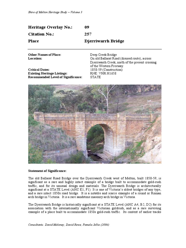 Djerriwarrh Bridge Heritage Overview | PDF | Bridge | Melbourne