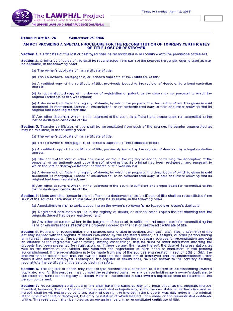 Ra 26 | PDF | Mortgage Law | Judgment (Law)