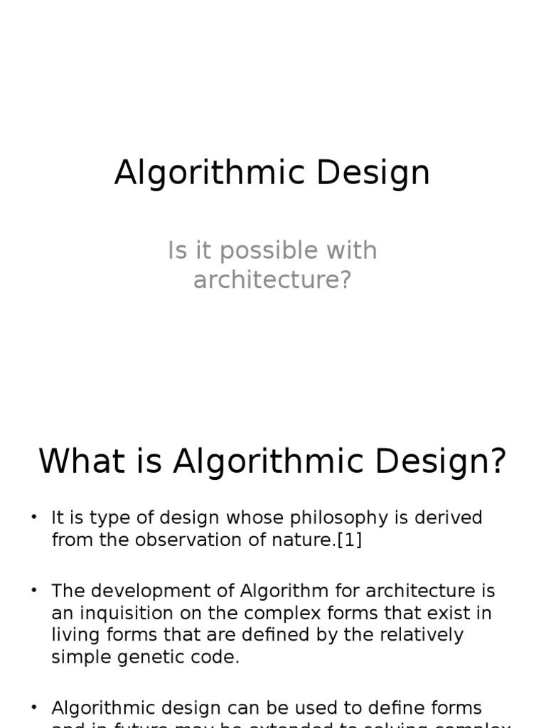 Algorithmic Design: Is It Possible With Architecture? | PDF | Emergence ...