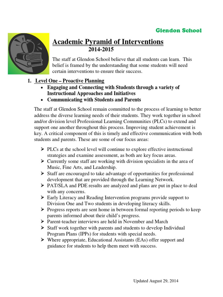 Academic Pyramid Interventions 2014 | PDF | Homework | Education Theory
