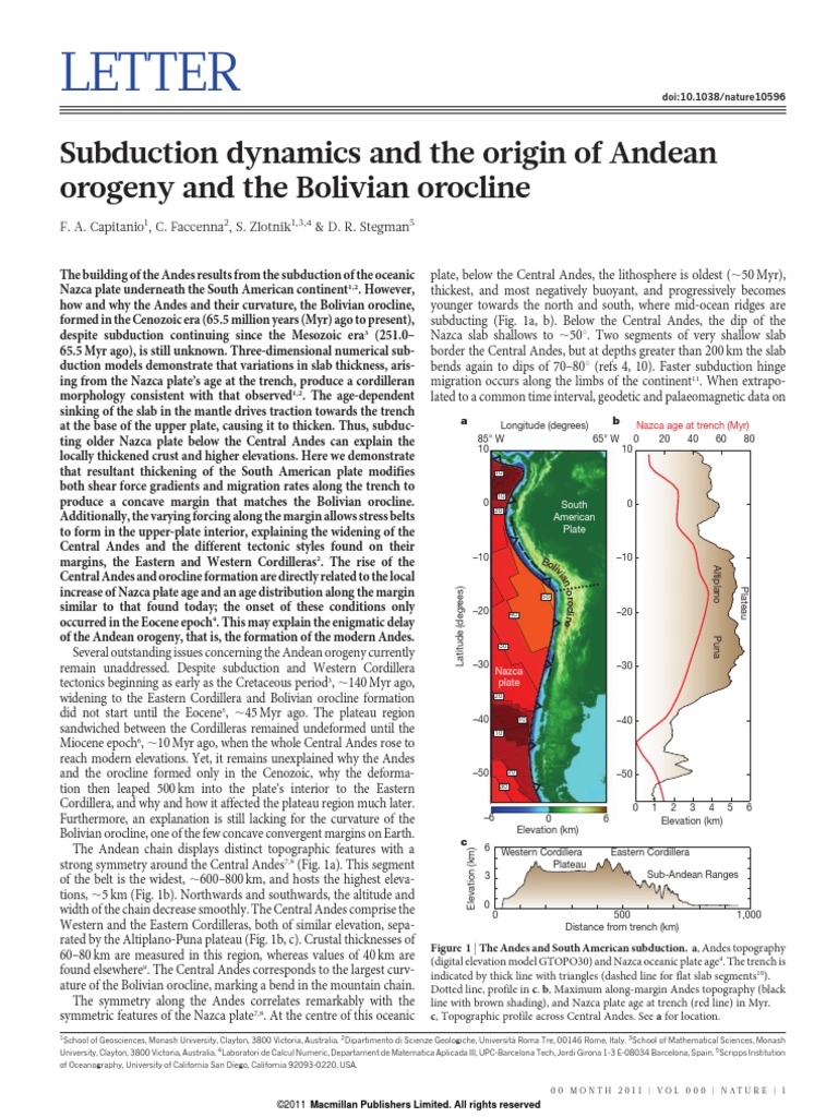 Subduction Dynamics | PDF | Plate Tectonics | Andes