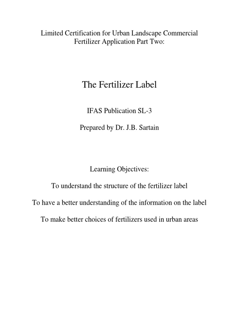 Part 2 Fertilizer Label | PDF | Plant Nutrition | Fertilizer