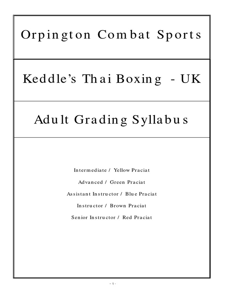 Adult Syllabus Muay | PDF | Muay Thai | Sports