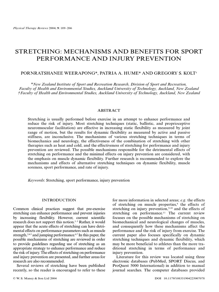 Stretching: Mechanisms and Benefits For Sport Performance and Injury ...