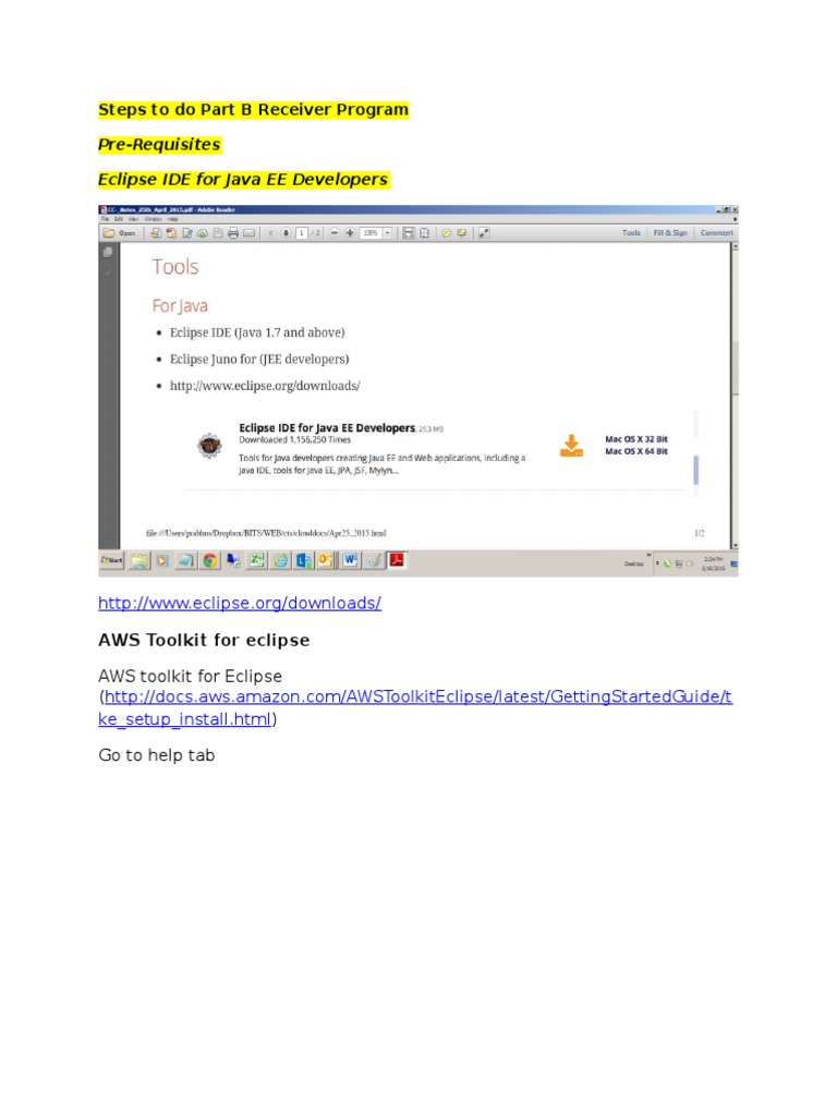Steps To Do Part B Receiver Program | PDF | Eclipse (Software) | Java (Programming Language)