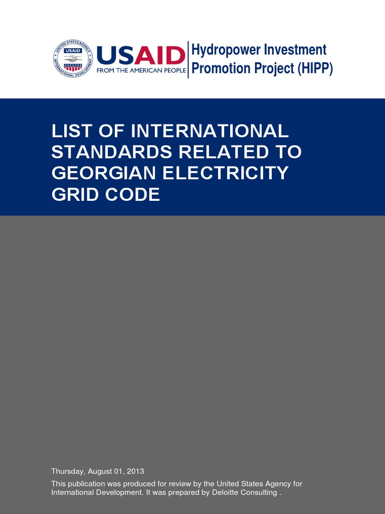 List of International Standards Related To Georgian Electricity Grid ...