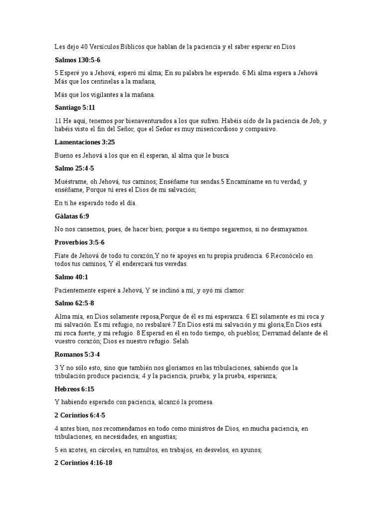 Les Dejo 40 Versículos Bíblicos Que Hablan de La Paciencia y El Saber ...