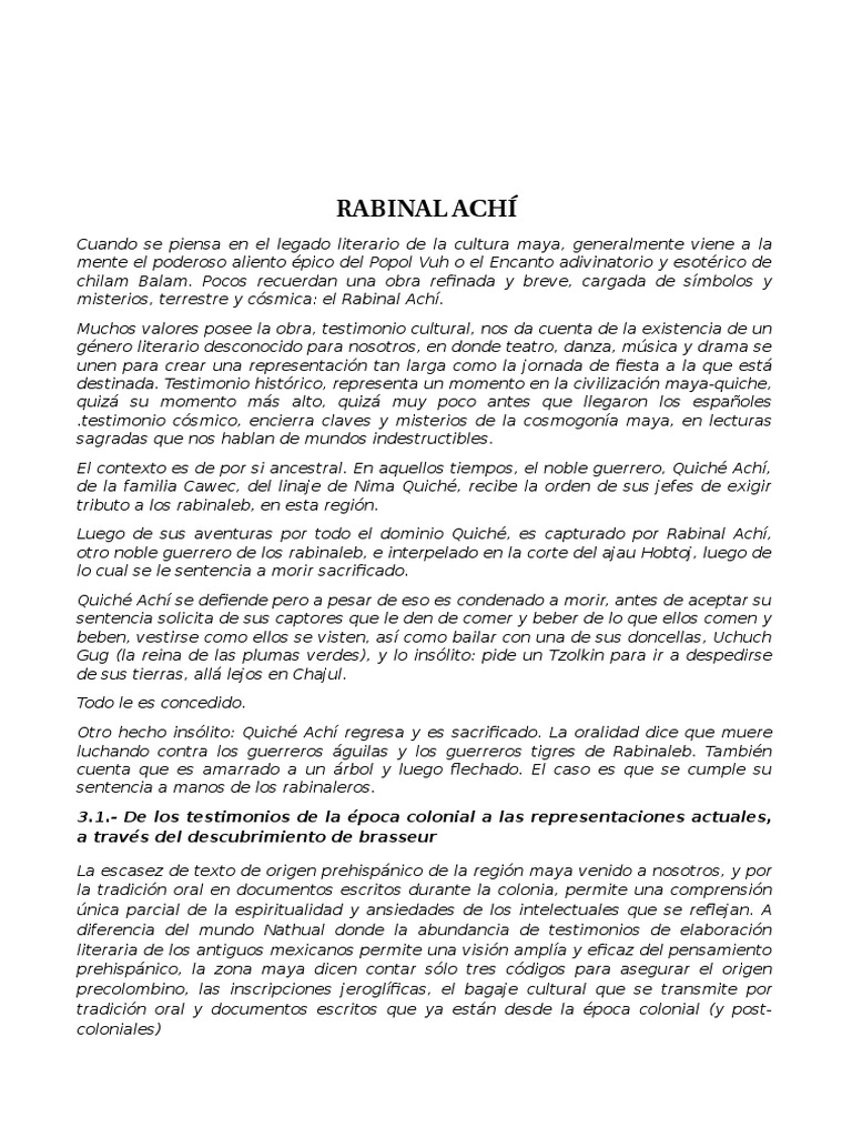 Rabinal-Achi Imprimir 1 | PDF | Civilización maya | Gente indígena