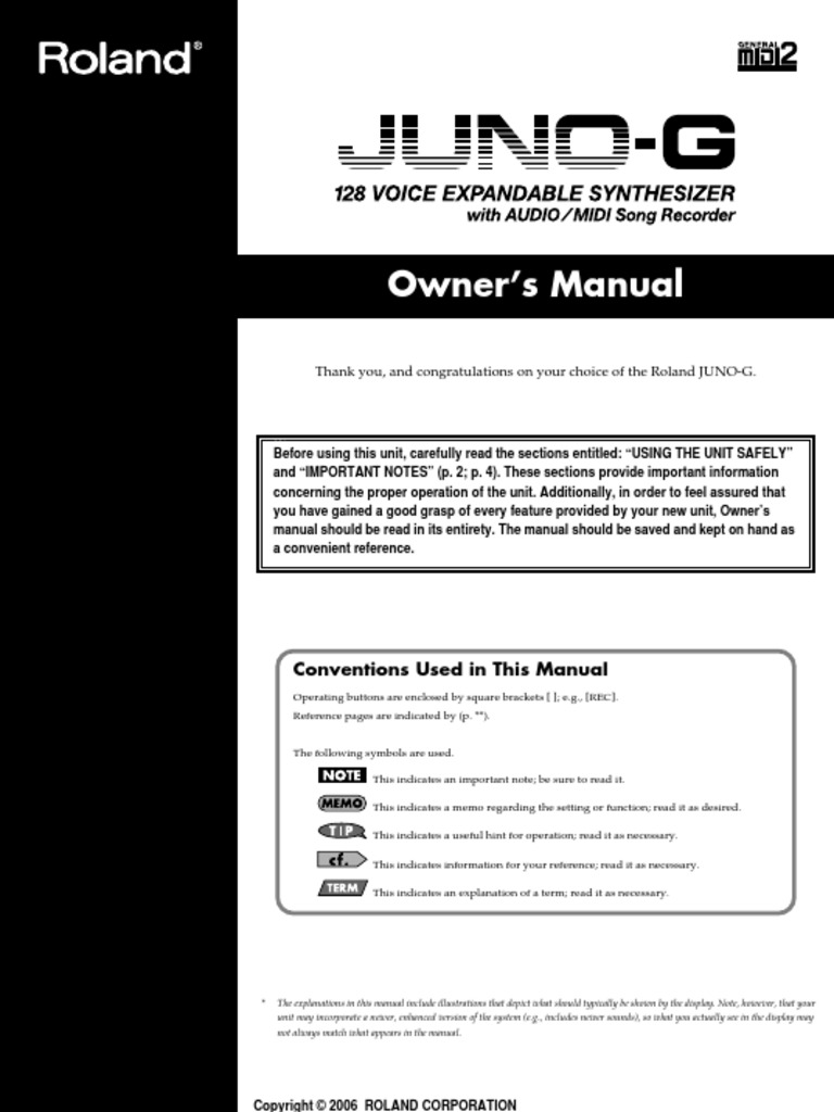 Manual de Usuario JUNO-G | PDF | Sintetizador | Interferencia electromagnetica