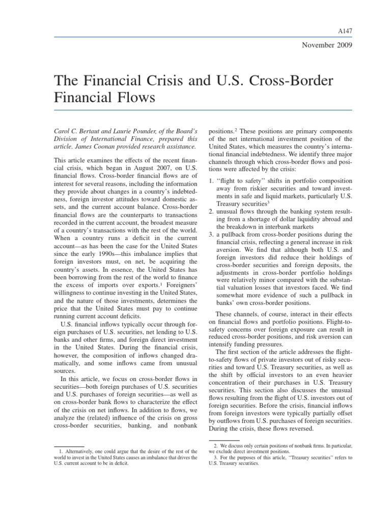 The Financial Crisis and U.S. Cross-Border Financial Flows | PDF ...