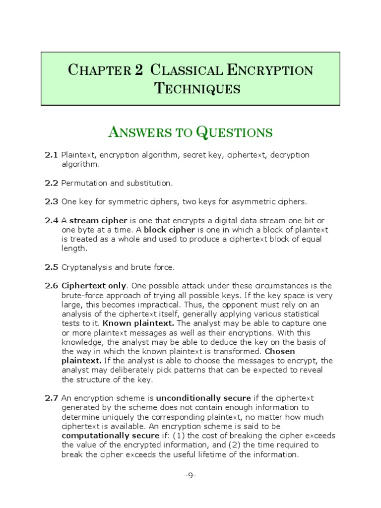 CH 2 Solutions - Network Security | PDF | Cipher | Cryptography