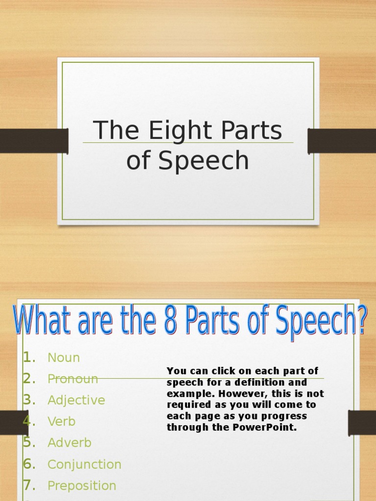 The Eight Parts of Speech | PDF | Adverb | Adjective