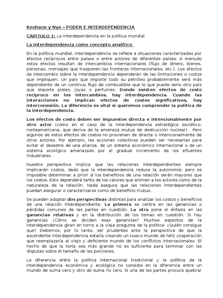Keohane y Nye - La Interdependencia Compleja | PDF | Realismo ...