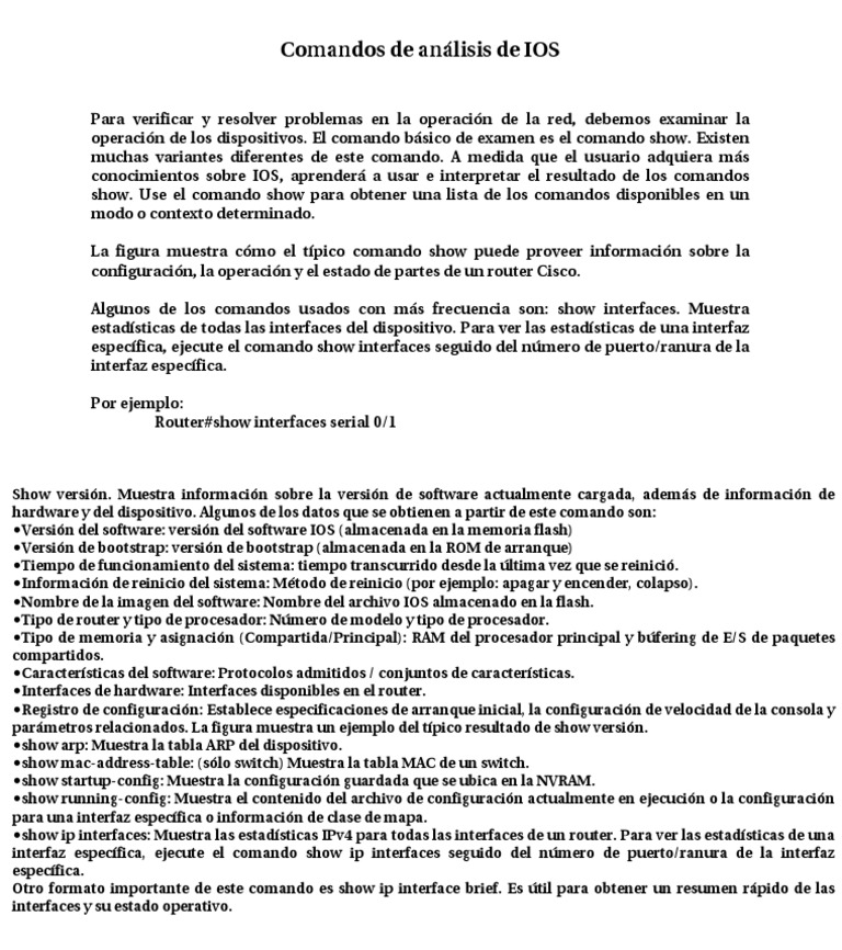 Comandos Ios | PDF | Enrutador (Computación) | Interfaz de usuario