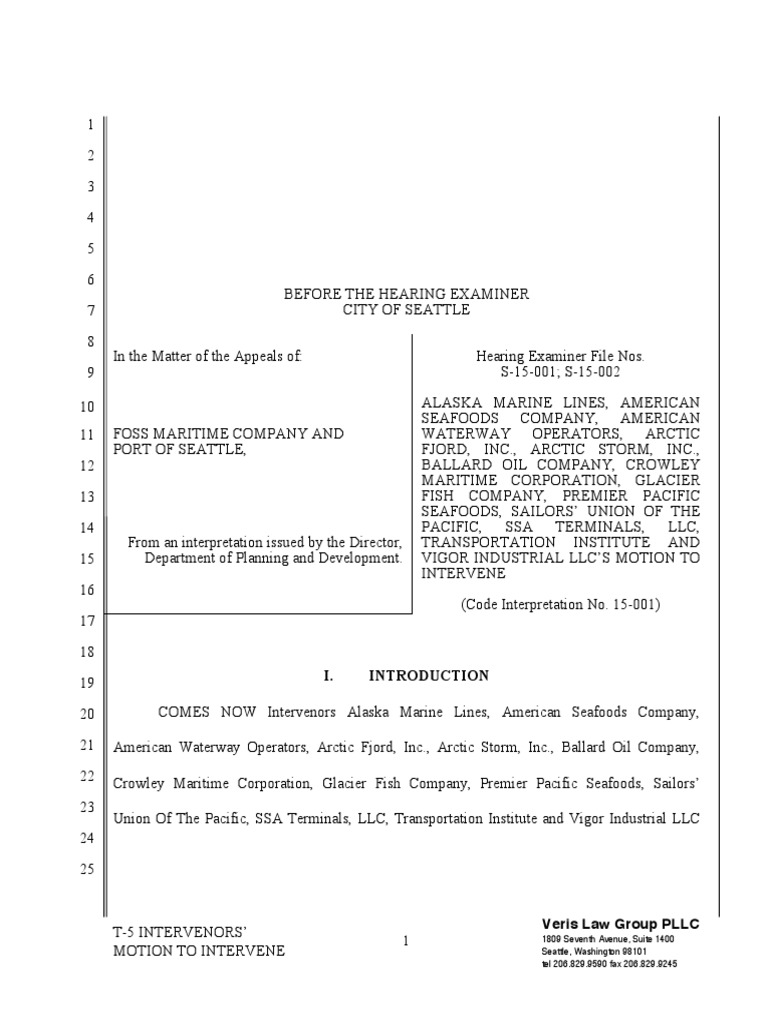 T-5 Intervenors' Motion | Download Free PDF | Intervention (Law) | Ship ...