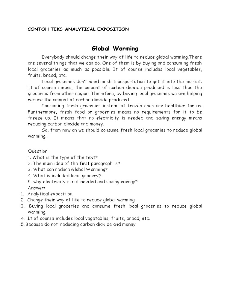 Global Warming: Contoh Teks Analytical Exposition | Download Free PDF ...