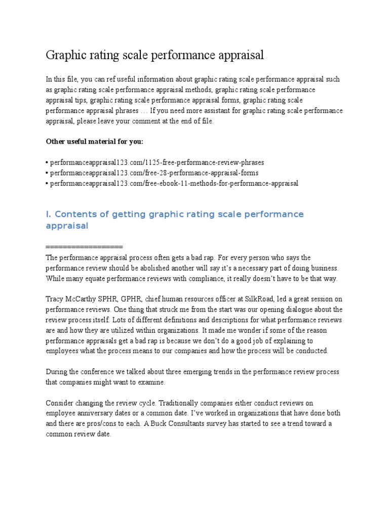 Graphic Rating Scale in Performance Appraisal | PDF | Performance ...