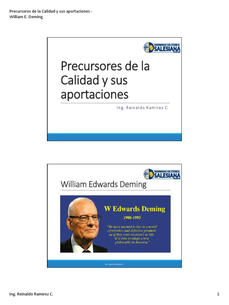 Precursores de la Calidad y sus aportaciones: William Edwards Deming | Calidad (comercial) | Calidad