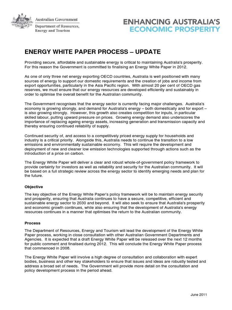 Energy White Paper Process - Update: Objective | PDF | Energy Industry ...