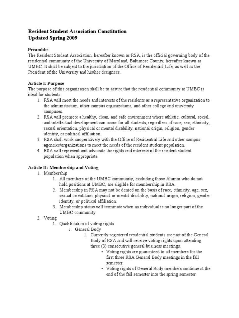 RSA Constitution Updated Spring 2009 | PDF | Presidents Of The United ...