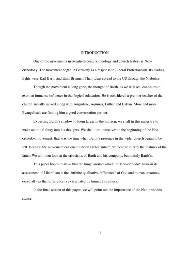 Neo Orthodoxy | Download Free PDF | Karl Barth | Protestantism